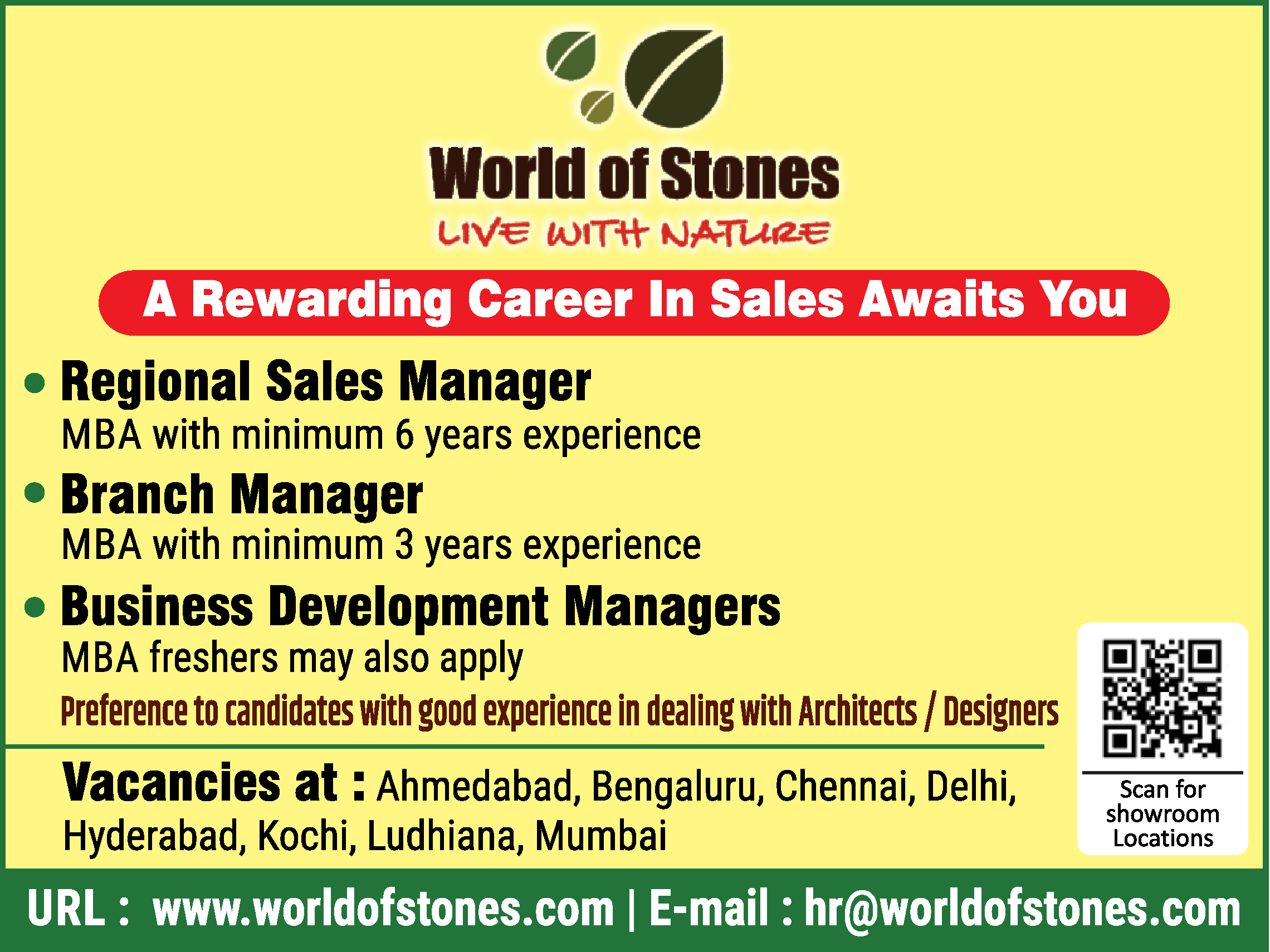 Regional Sales Manager job vacancy at World of Stones
