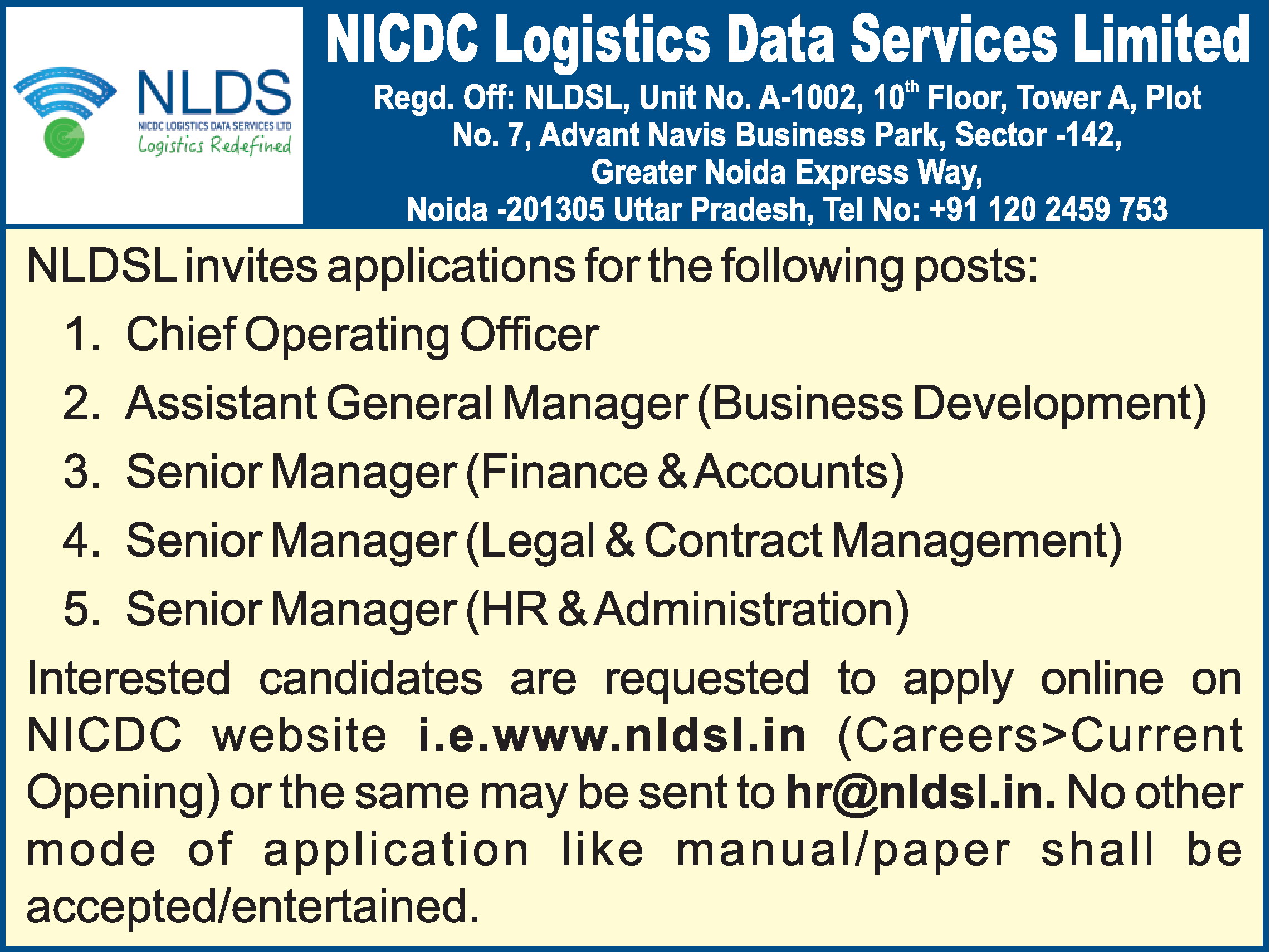 Times Ascent Ad Image for NICDC Logistics Data Services Limited - timesascent.com