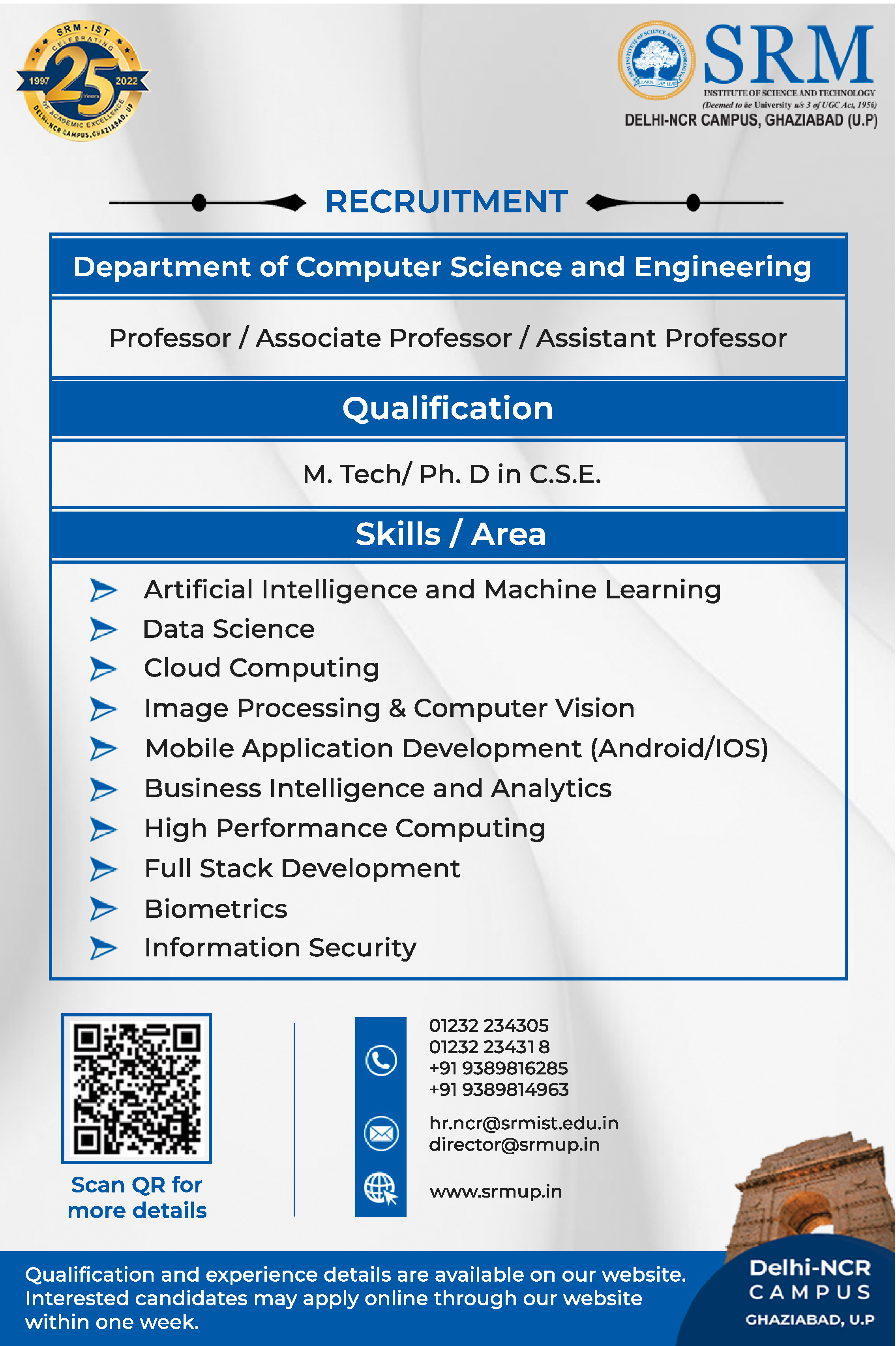 Professor job vacancy at SRM Institute of Science & Technology