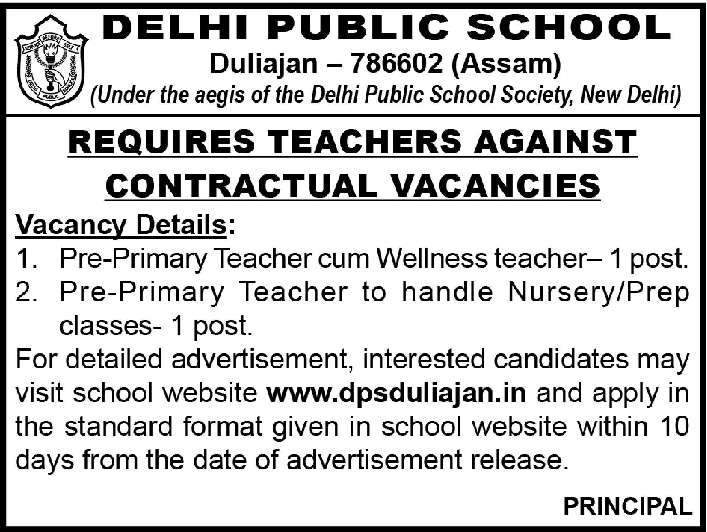 Times Ascent Ad Image for Delhi Public School, Duliajan - timesascent.com