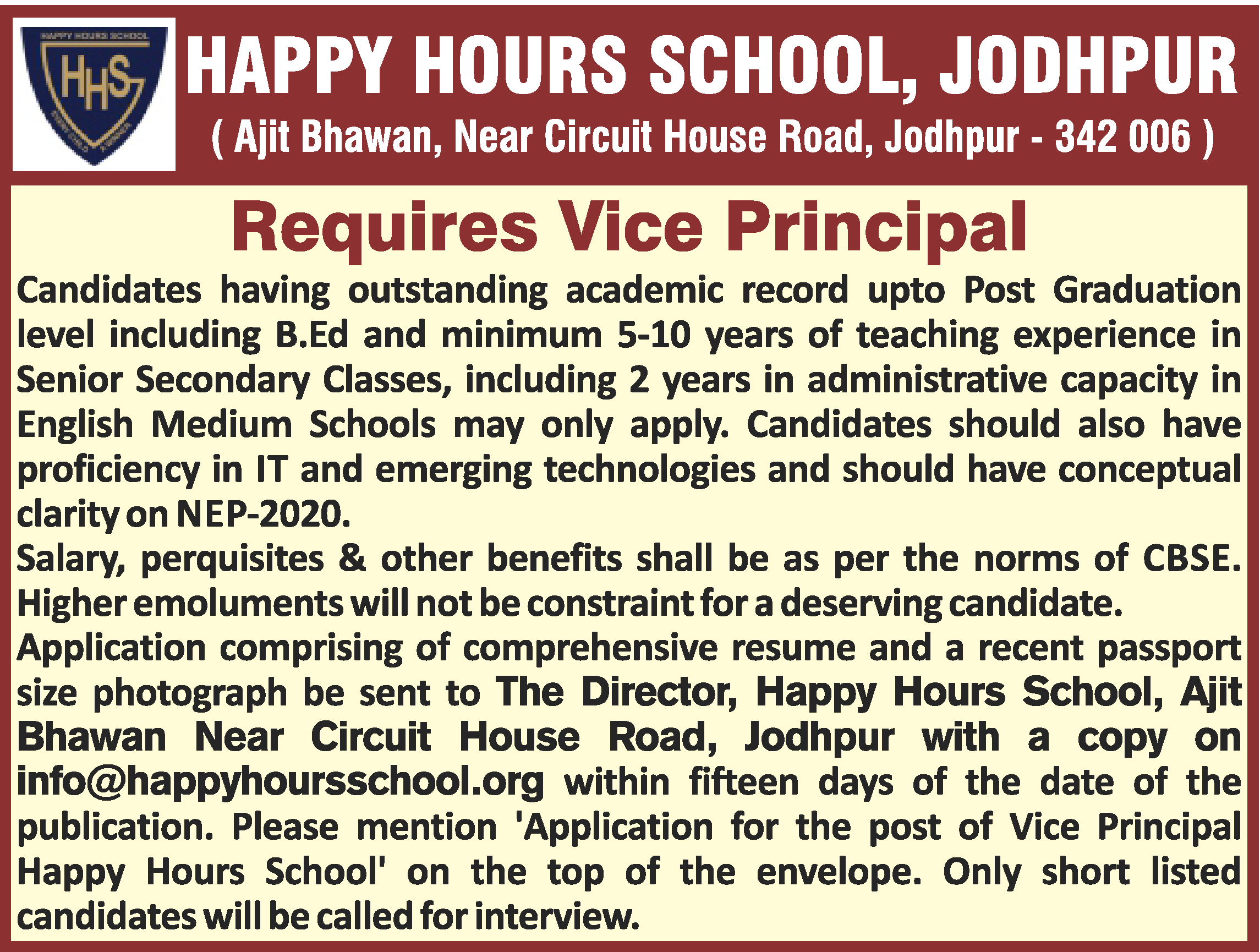 Times Ascent Ad Image for Happy Hours School - timesascent.com