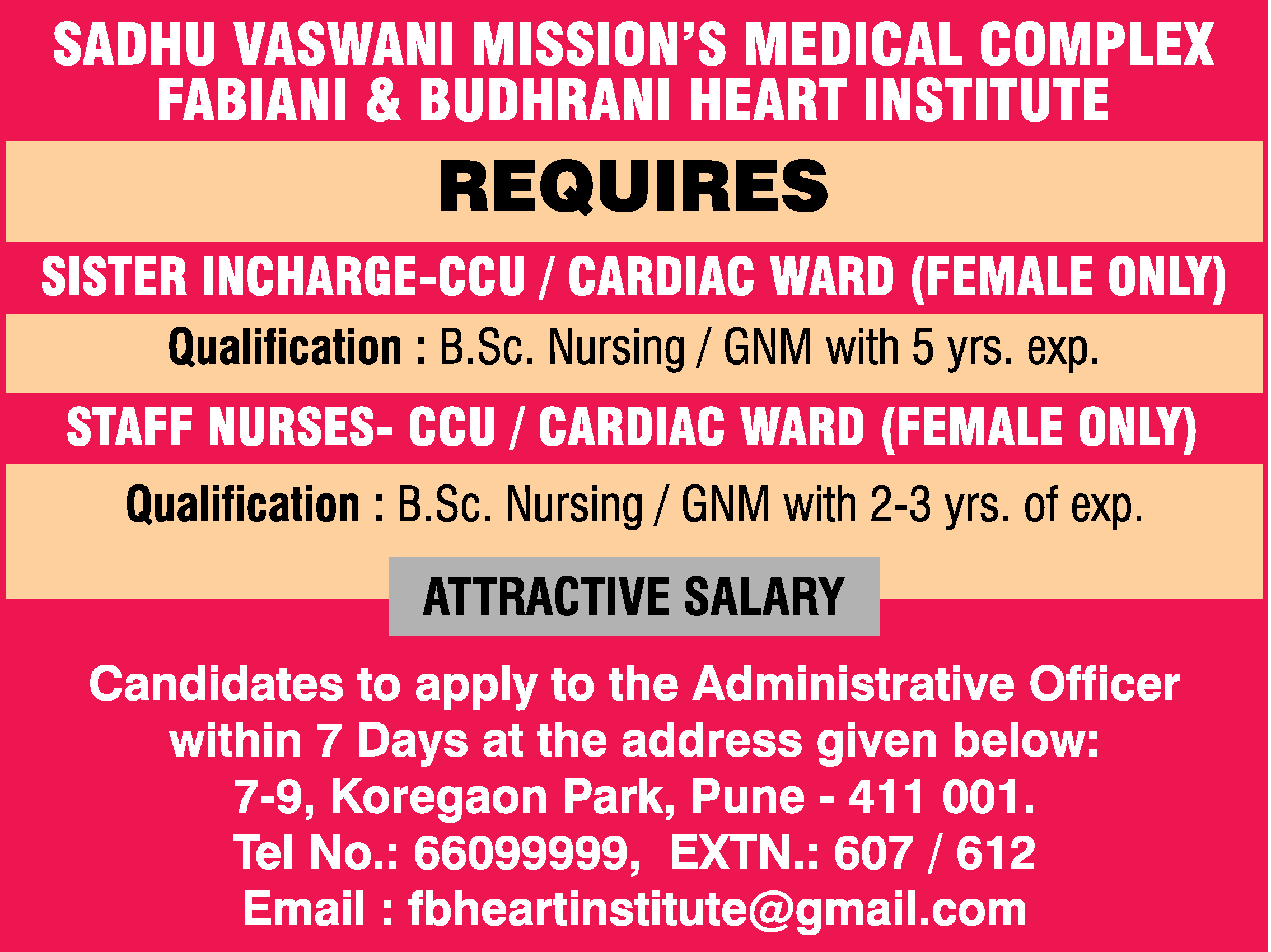 Times Ascent Ad Image for Sadhu Vaswani Mission Medical Complex Fabiani ...