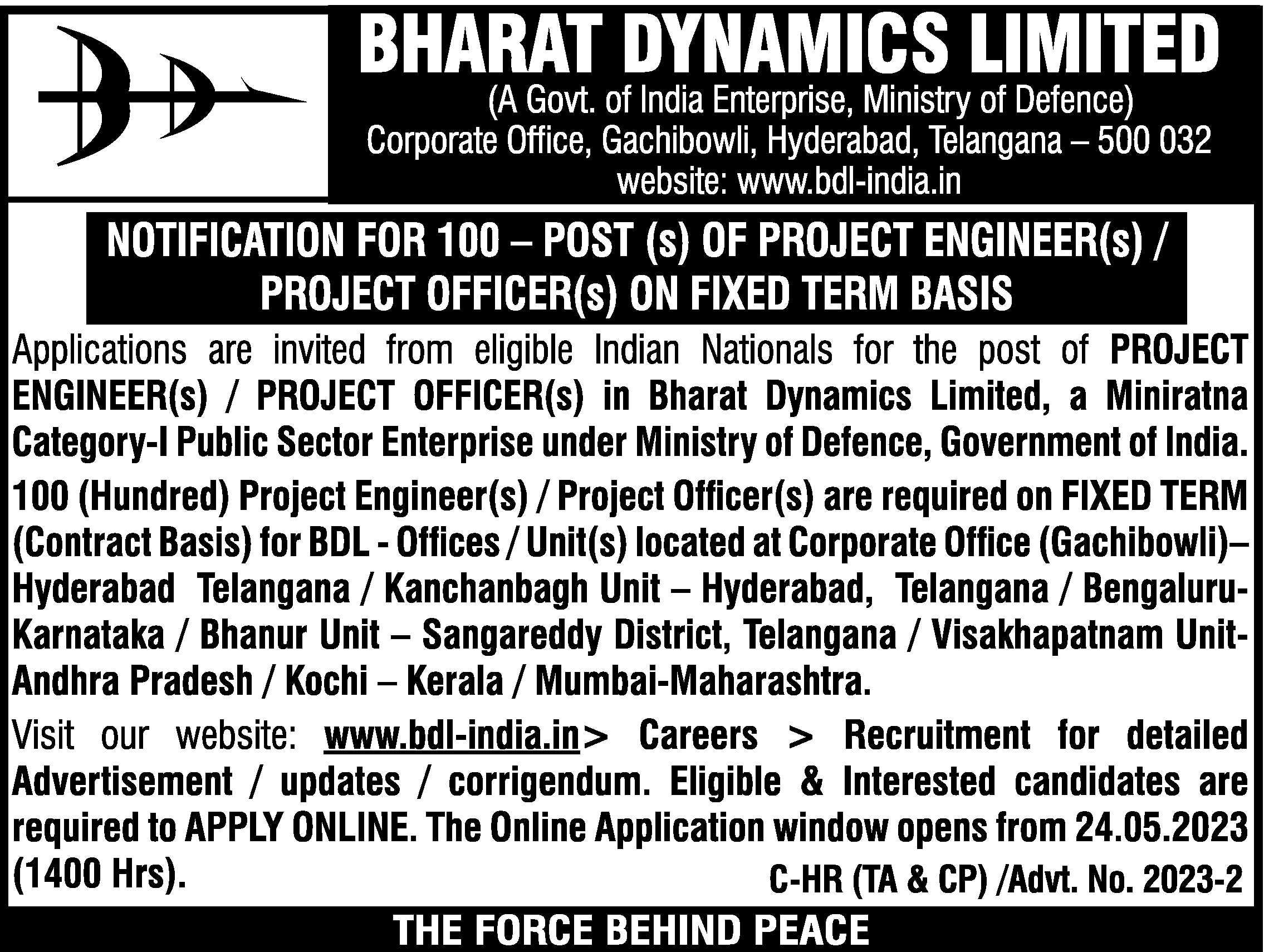 Times Ascent Ad Image for Bharat Dynamics Limited. - timesascent.com