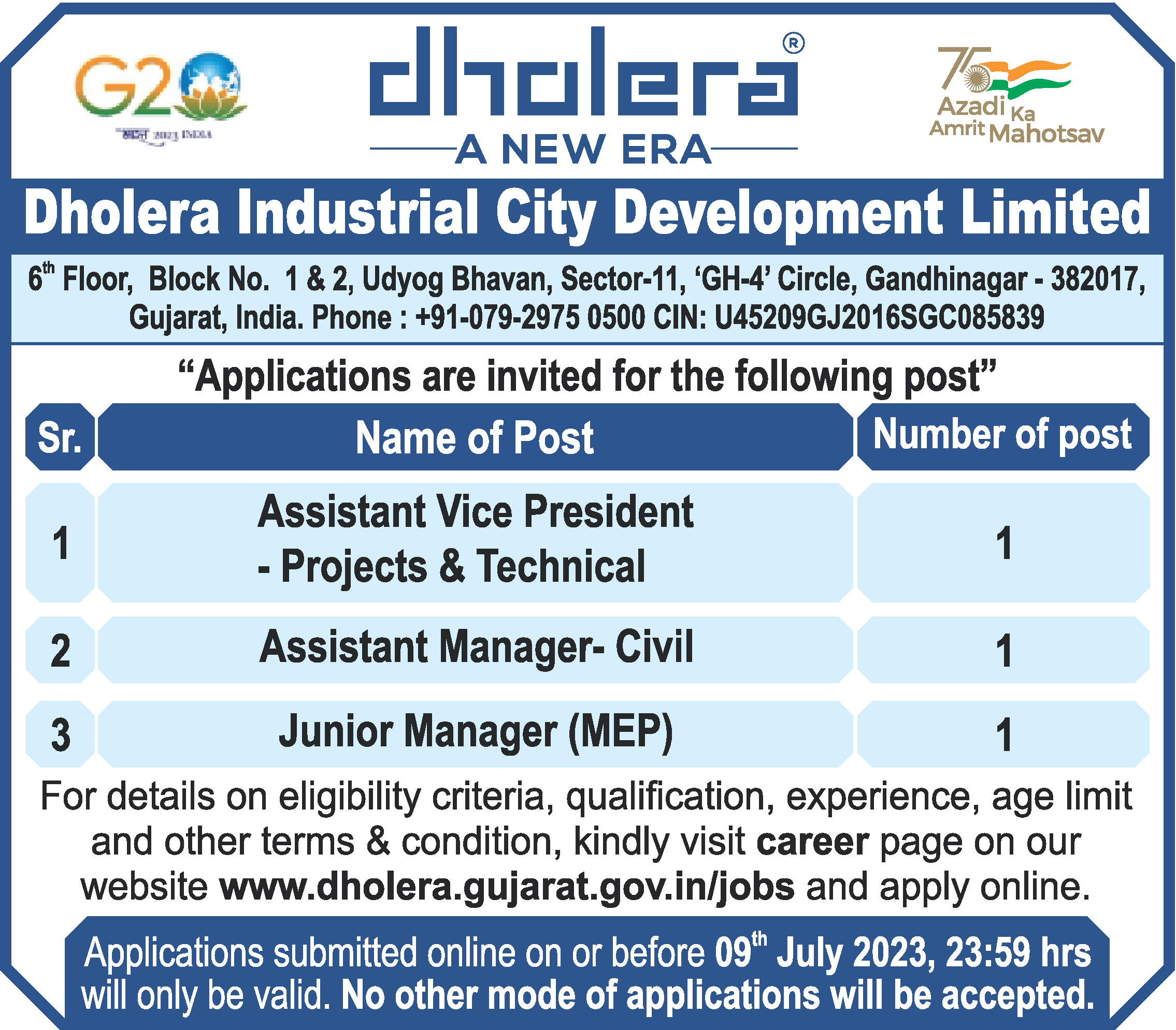 Times Ascent Ad Image for Dholera Industrial City Development Limited - timesascent.com