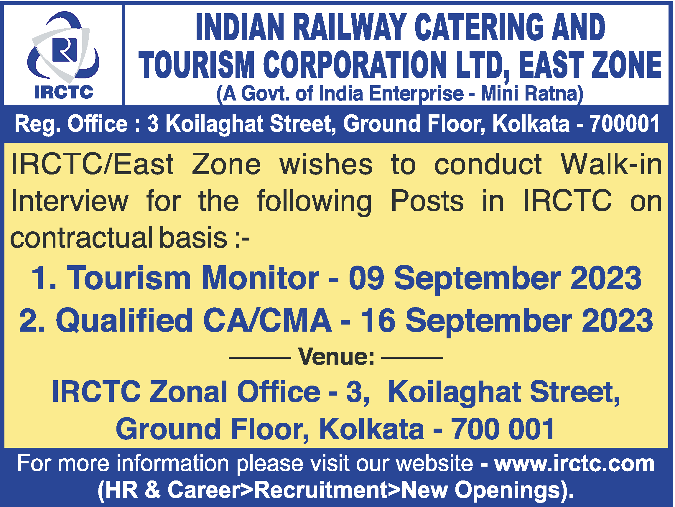 Times Ascent Ad Image for Indian Railway Catering and Tourism ...