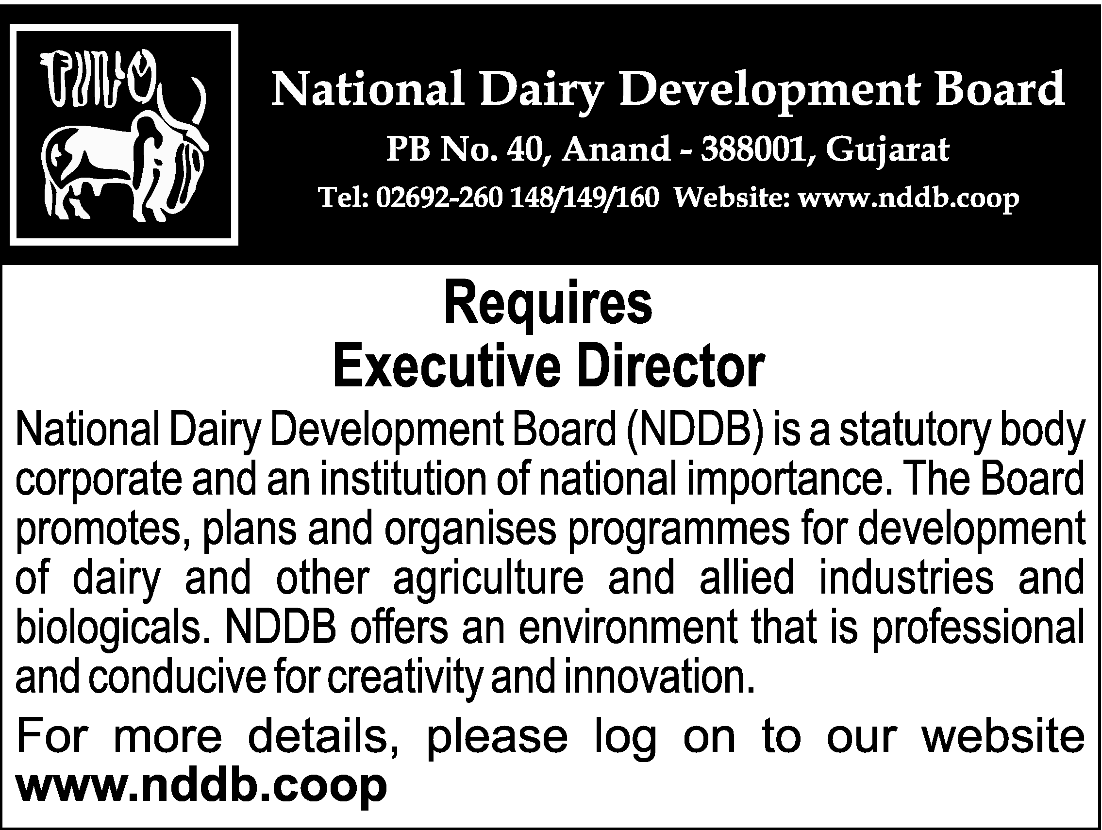 Times Ascent Ad Image for National Dairy Development Board - timesascent.com